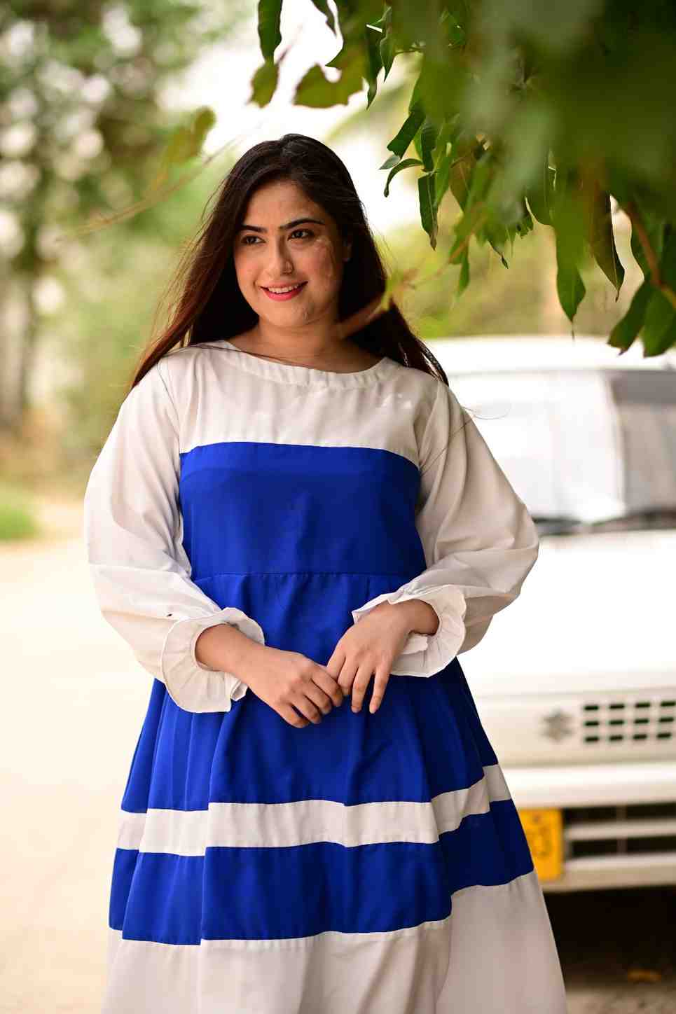 Sapphire Snow - Blue and white Maxi Dress – Miraal Vogue